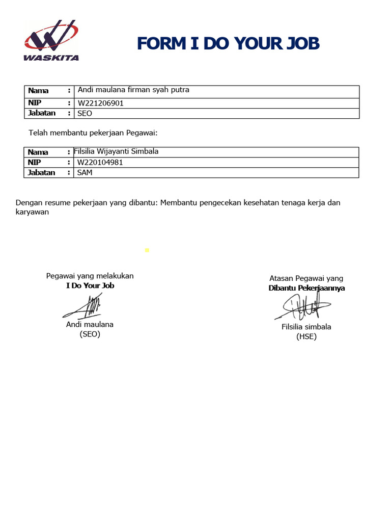 Draft Form I Do Your Job mas andi | PDF