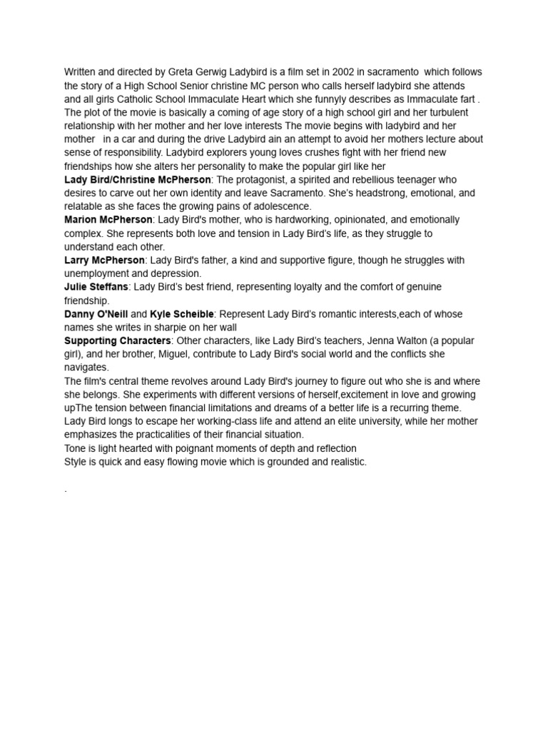 Lady Bird - Google Docs | PDF