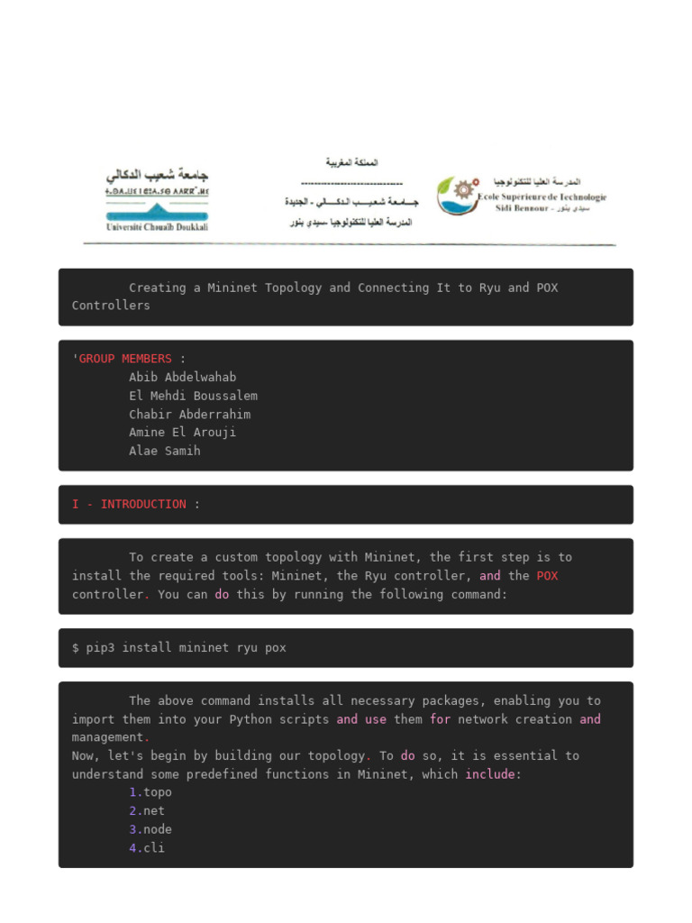 Mininet Topology with Ryu and POX | PDF | Command Line Interface | Software Development