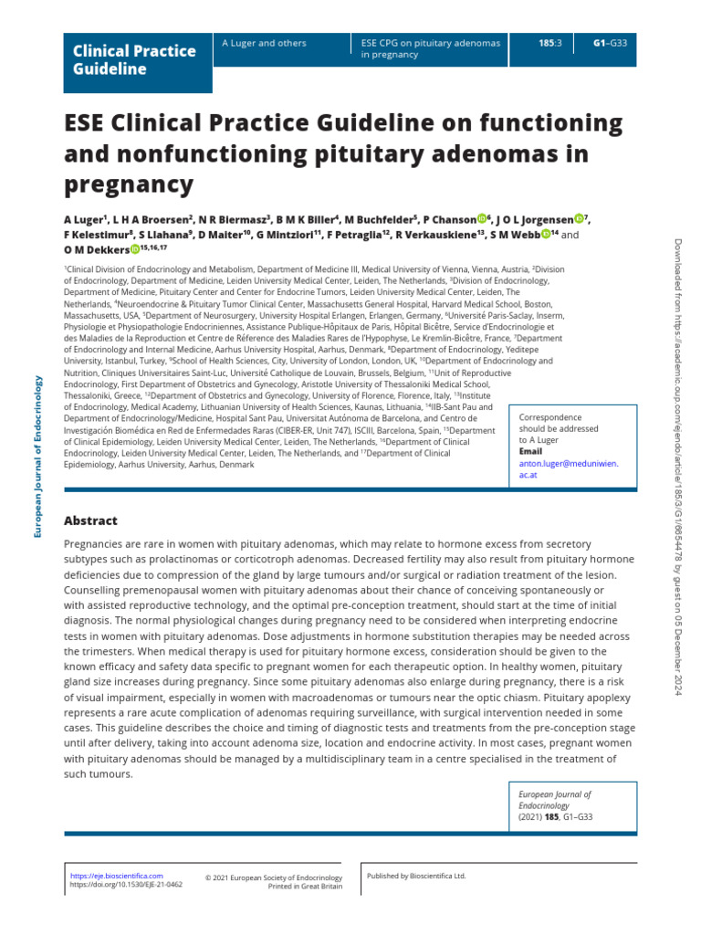 ESE - European Society of Endocrinology Clinical Practice Guideline On ...