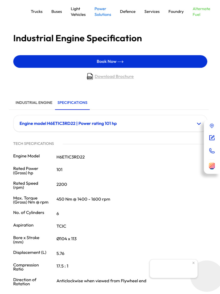 Ashok Leyland H6ETIC3RD22 Engine Specs | PDF | Engines | Vehicle Technology
