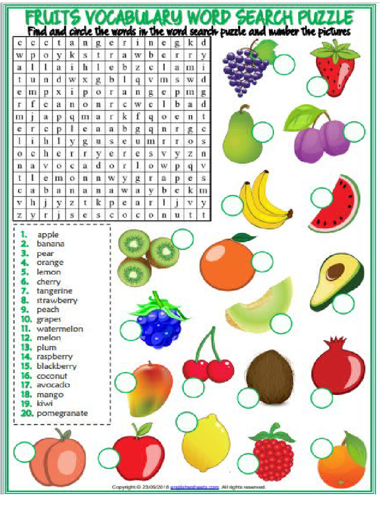 Word Search Puzzle Fruit | PDF