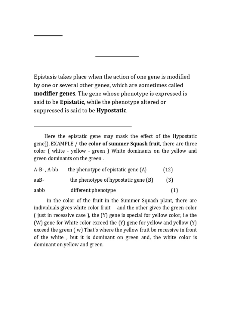 Understanding Epistasis in Genetics | PDF | Dominance (Genetics ...