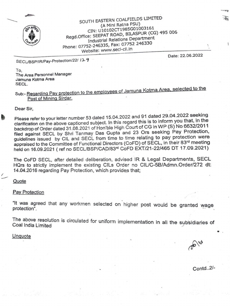 Pay Protection Circular | PDF