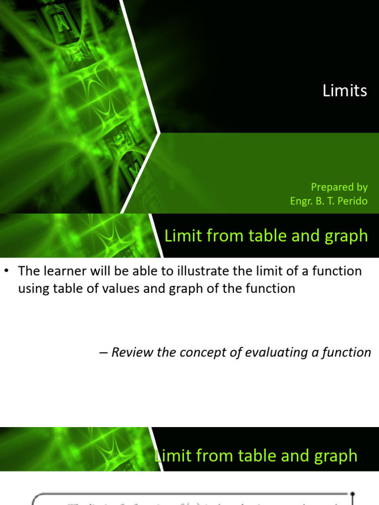 Limits From Tables and Graph | PDF