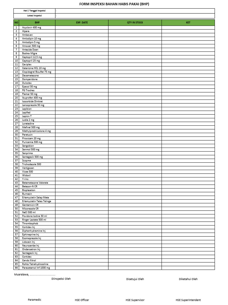 Form Inspeksi Obat Medic EBH | PDF