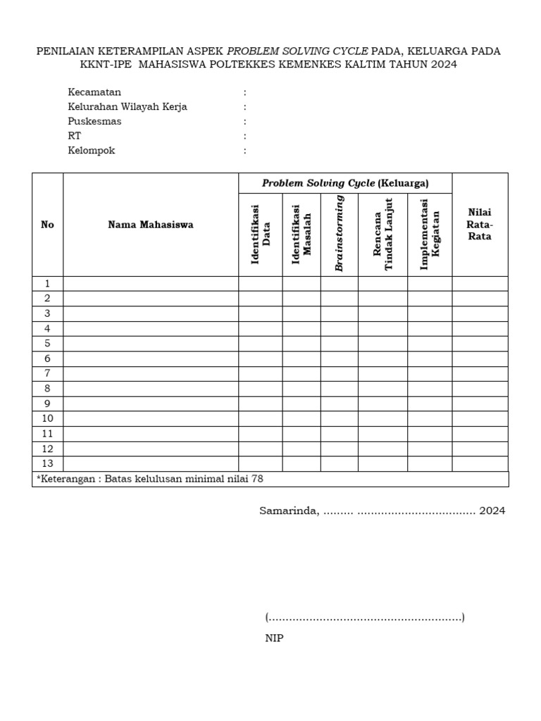 FORM PENILAIAN KKNT-IPE | PDF