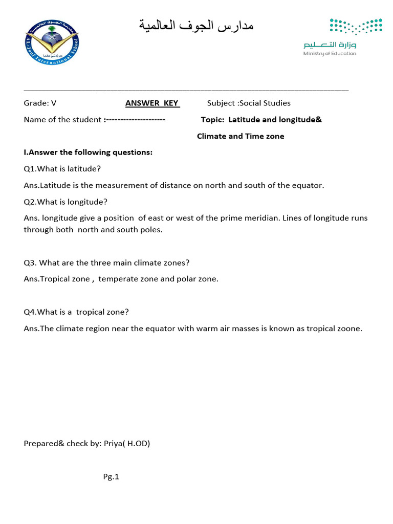 Gr5 Ch-2 Latitude and Longitude, Climate and Time Zone (34-25) | PDF ...
