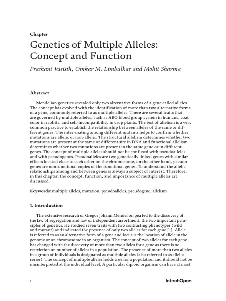 Genetics of Multiple Alleles Concept and Function | PDF | Allele ...