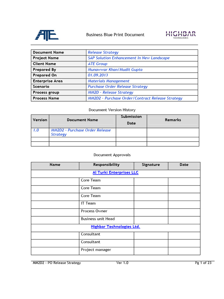 MM2D2-PO Release Strategy | PDF | Procurement | Workflow