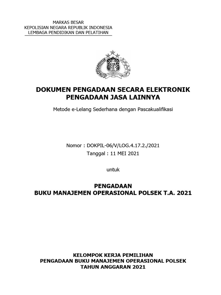 Dokumen Lelang - Mop 2021 | PDF