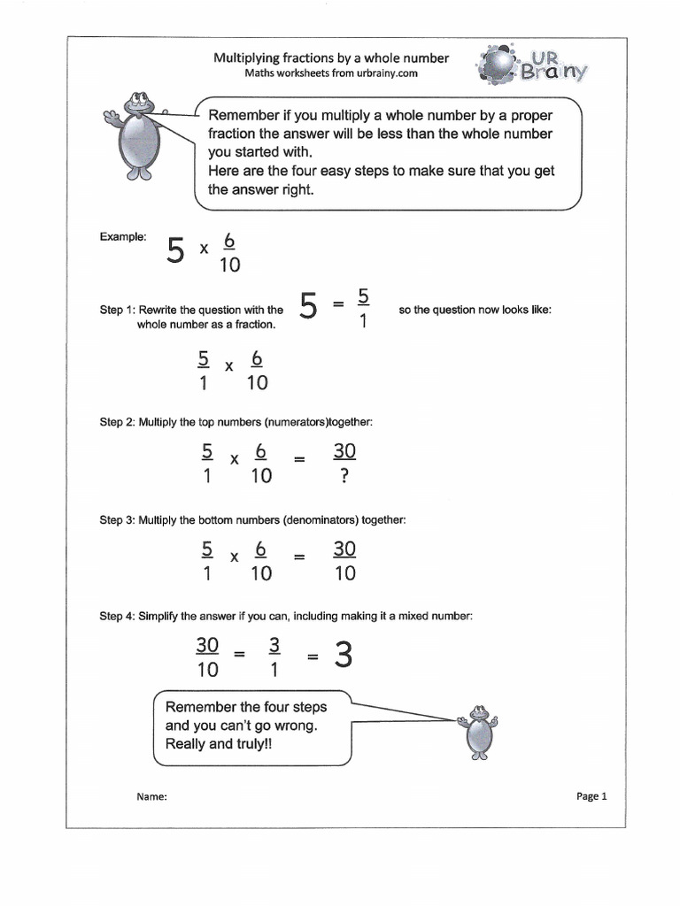 Multiplying Fractions by A Whole Number | PDF