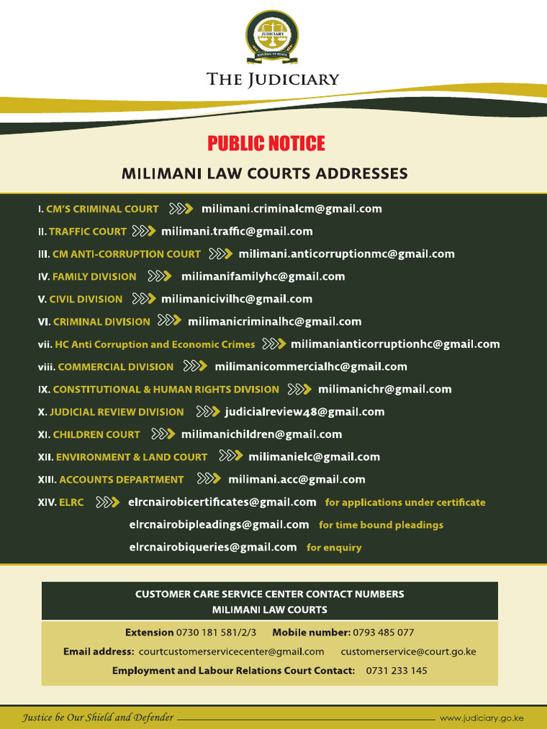 Milimani Law Courts Addresses | PDF
