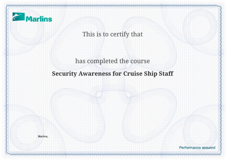 Security Awareness For Cruise Ship Staff Liberia Flag Approved Security ...