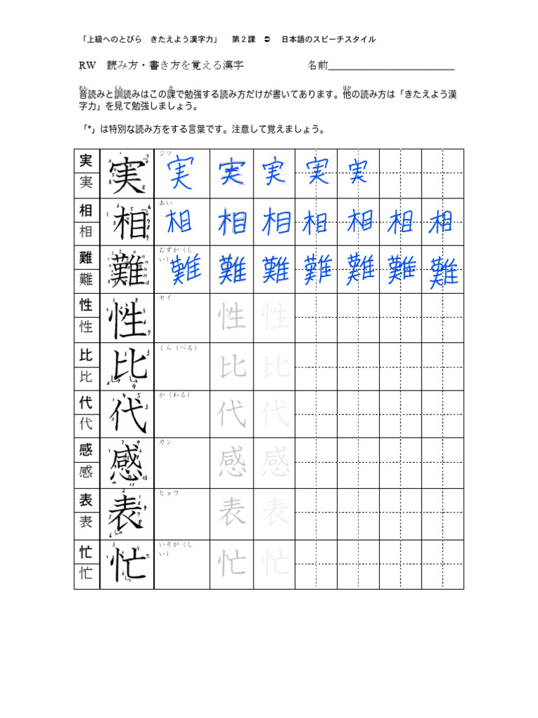 L02 Kanji Sheet | PDF