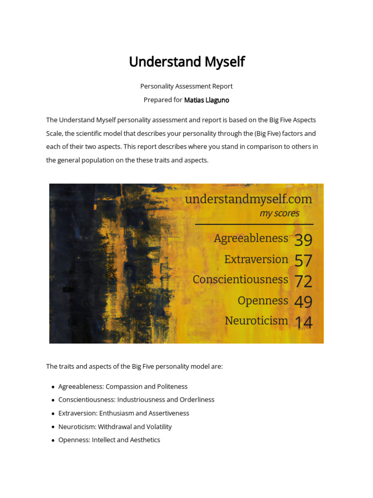My Big Five Report | PDF | Extraversion And Introversion | Anxiety