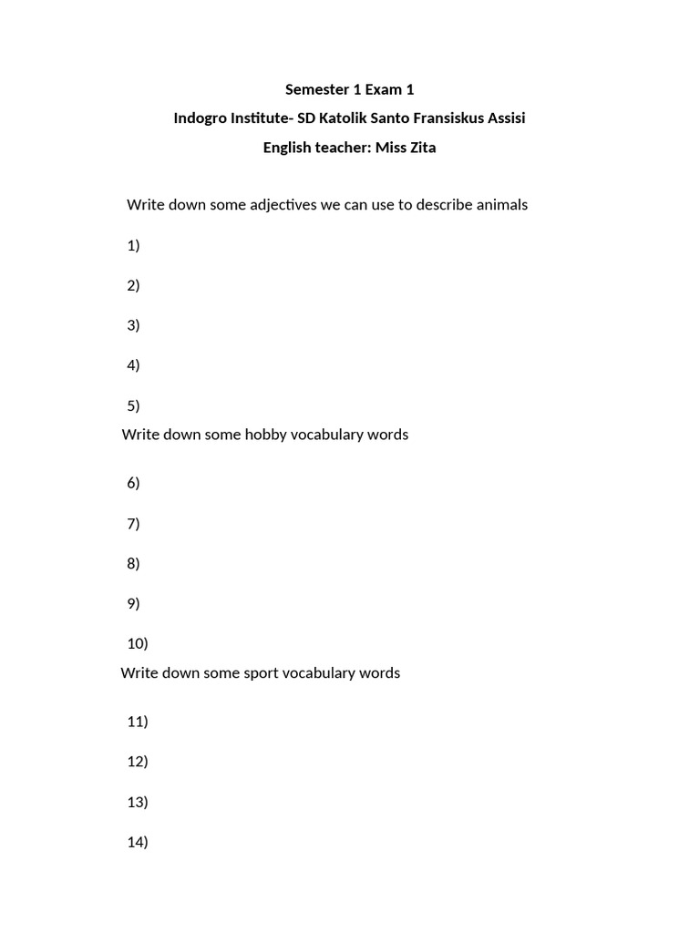 Exam Prep Grade 3 | PDF