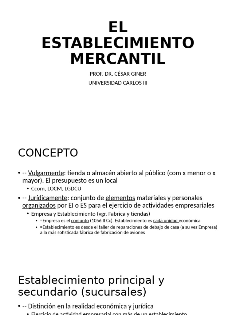 Tema 4 El Establecimiento Mercantil | PDF | Business | Mercado (economía)