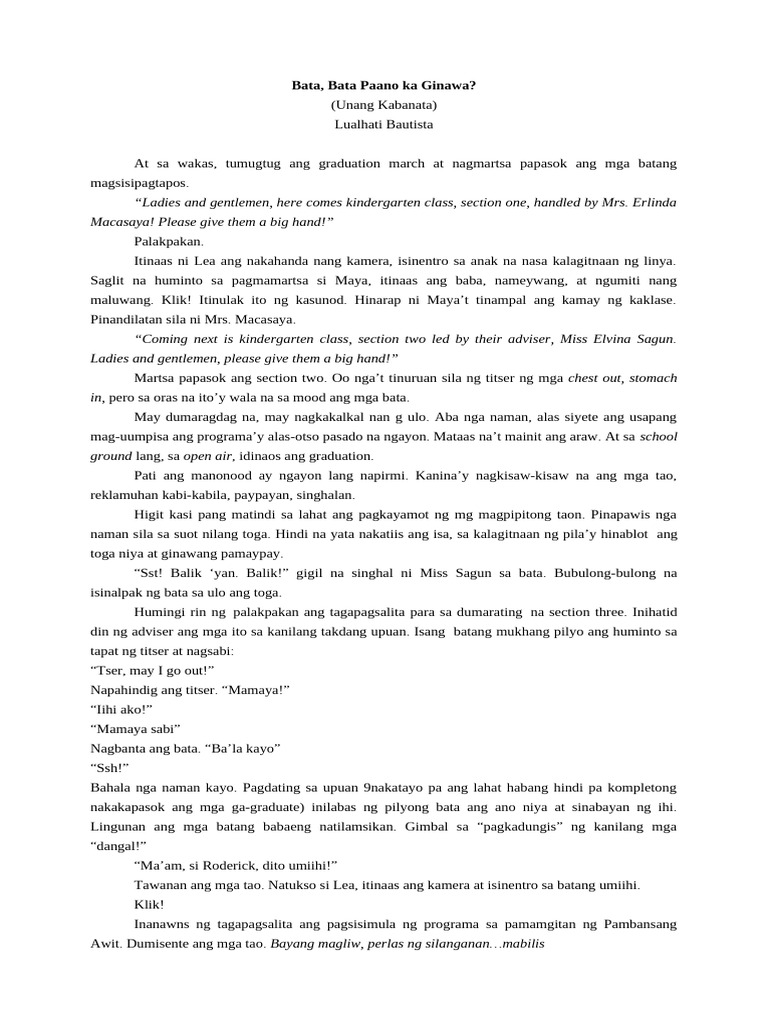 Bata-Bata-Paano-Ka Ginawa | PDF