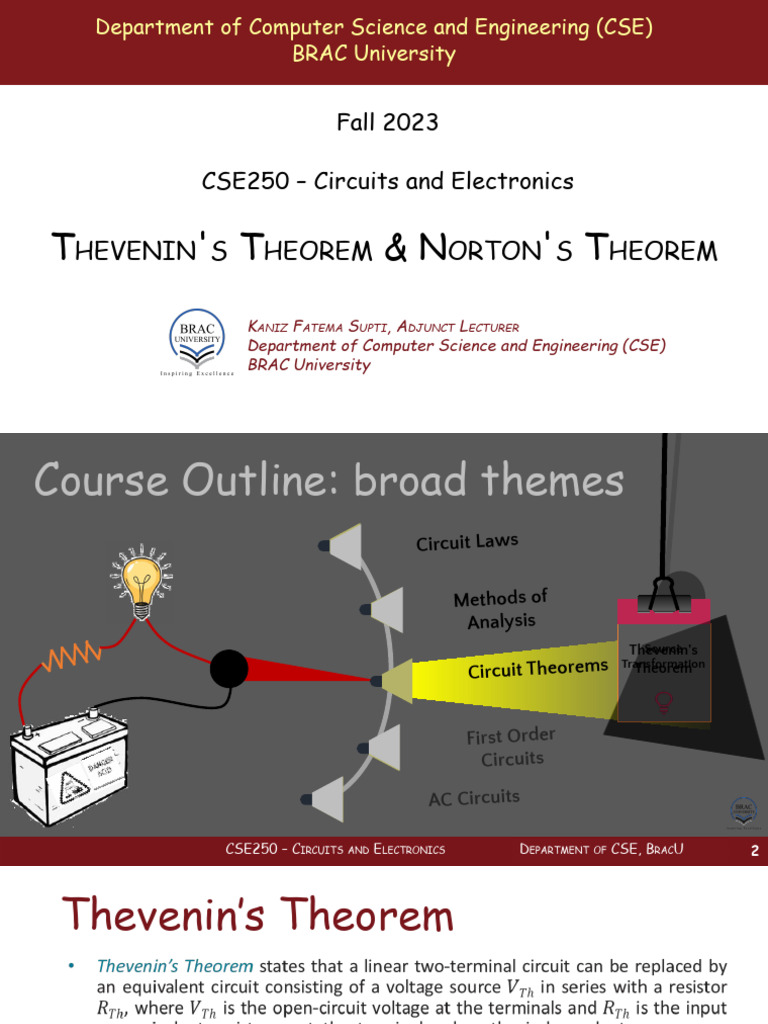 Thevenins and Nortons Theorem | PDF | Electronics | Electronic Circuits