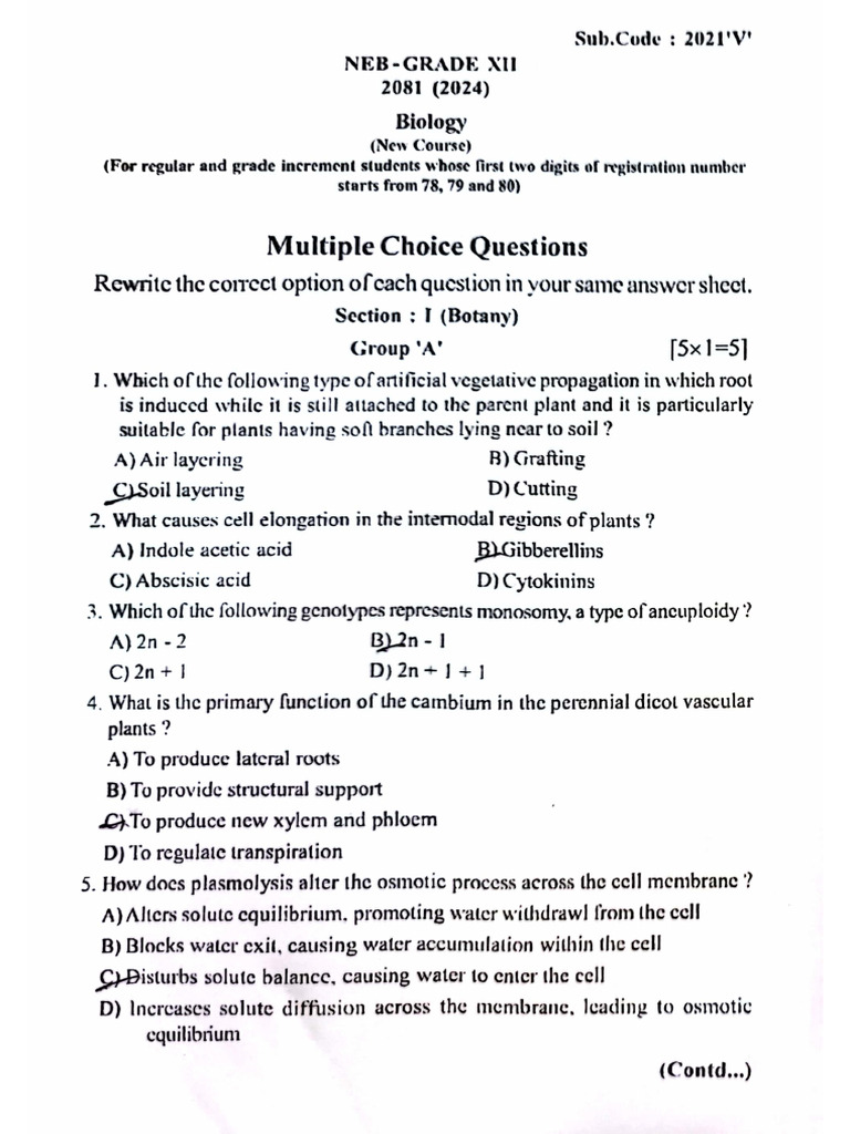 12 2081 Biology | PDF