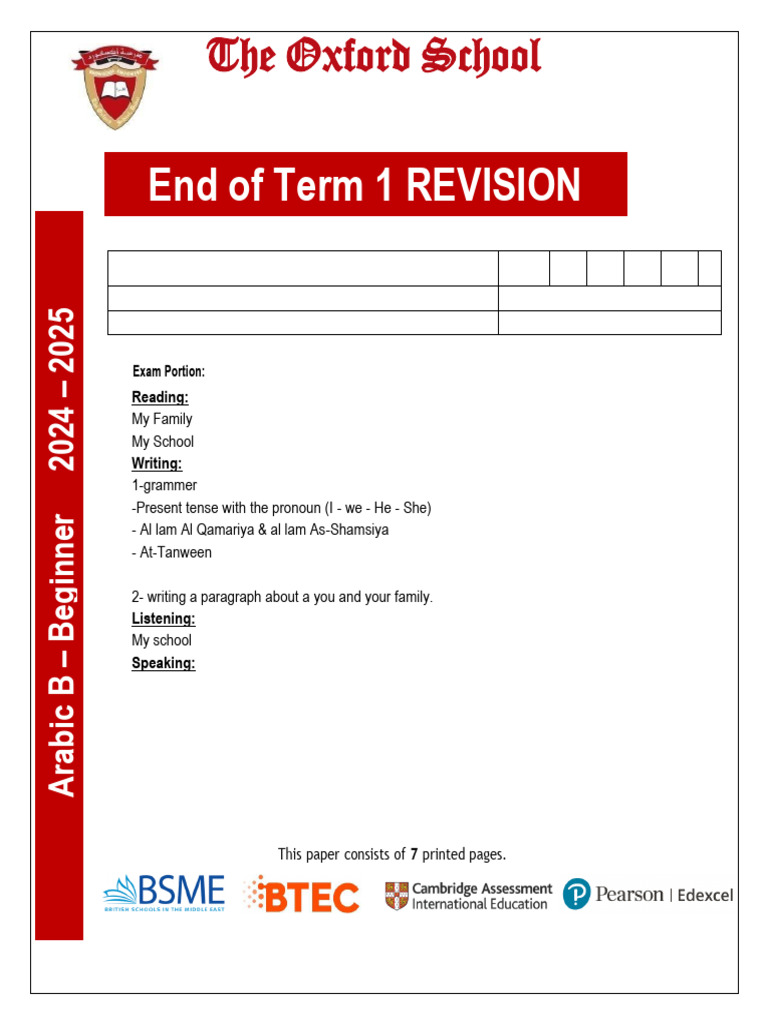 Eot 1 Revision Sheet - Answer | PDF