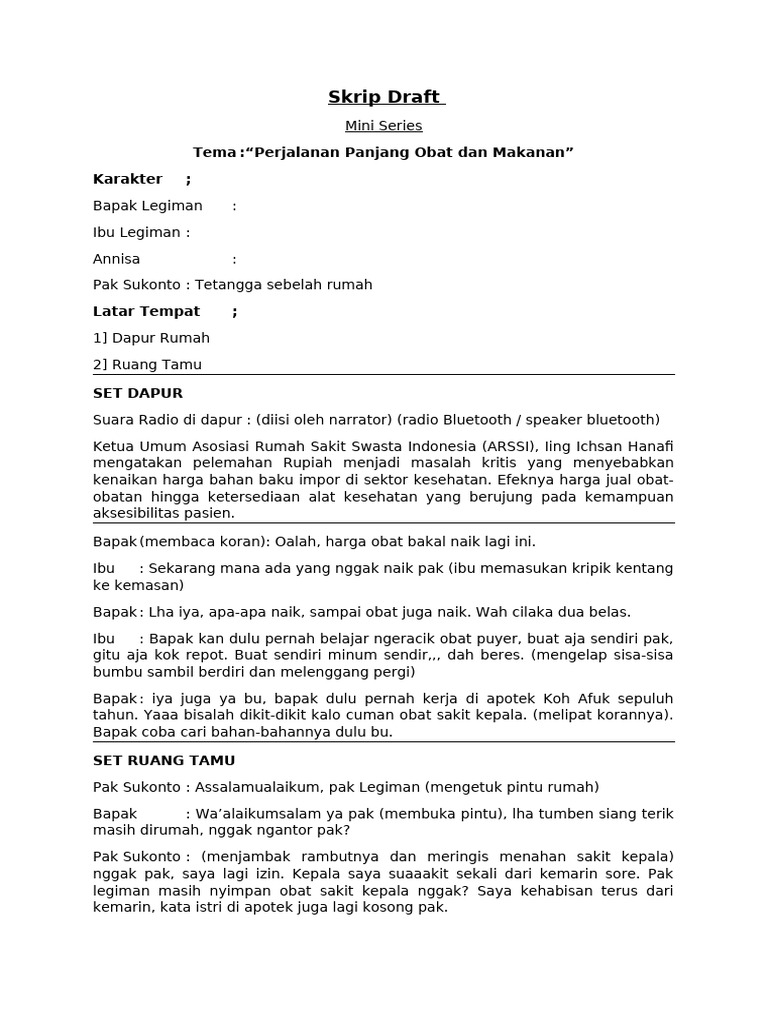 Skrip Draft Mini Series | PDF