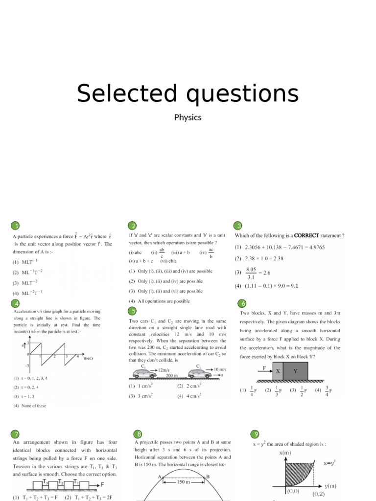 Selected Questions PHYSICS (Autosaved) (Autosaved) | PDF