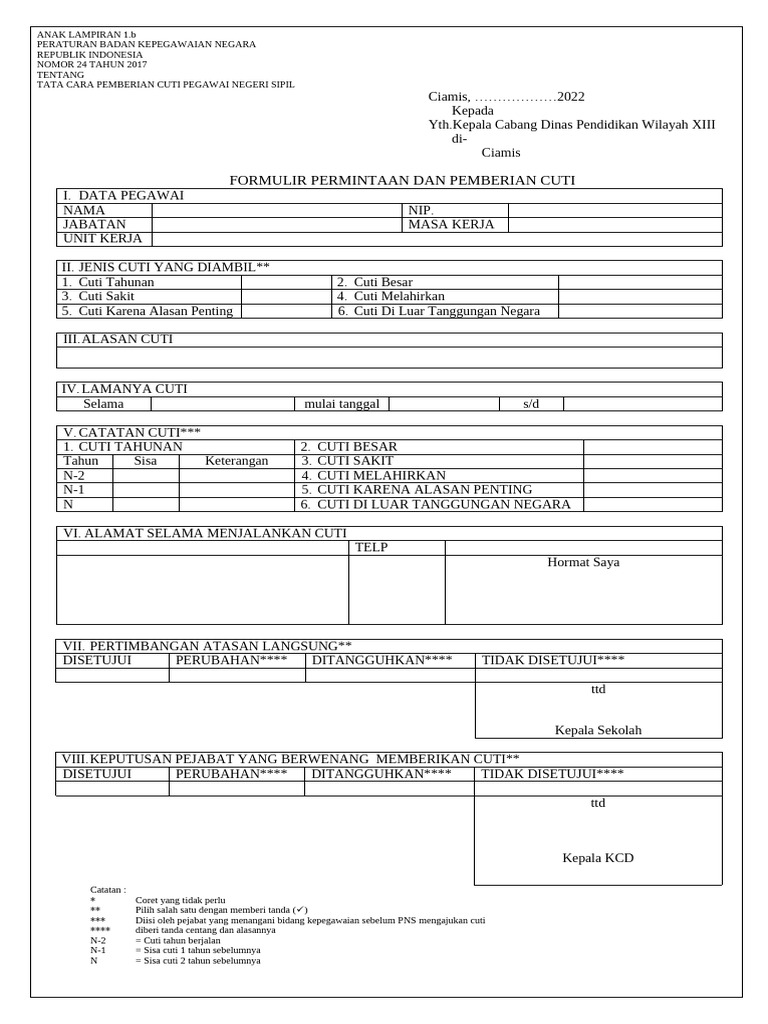 Tata Cara Cuti PNS Berdasarkan Peraturan | PDF