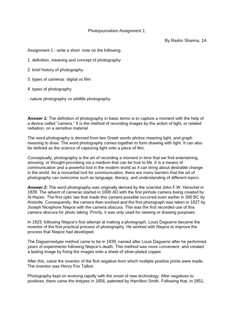 Photojournalism Theory Questions and Answers | PDF | Camera | Photograph