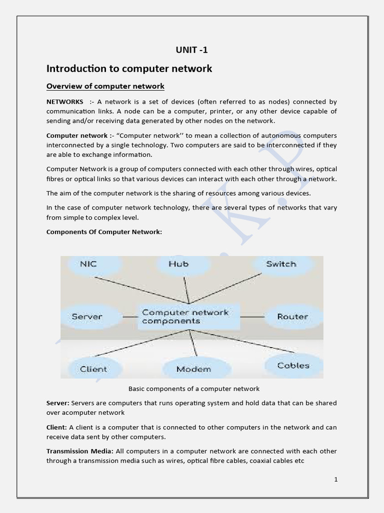 Computer Network 1 ST Notes | PDF | Network Topology | Computer Network