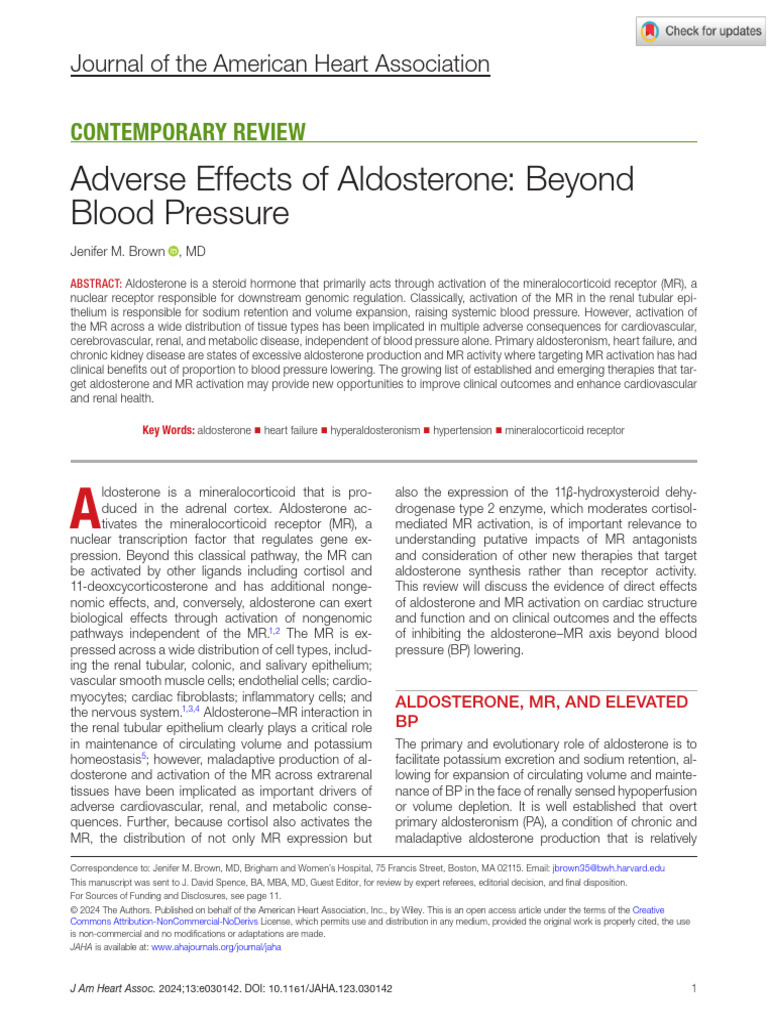 Aldosterone's Impact Beyond BP | PDF | Hypertension | Blood Pressure