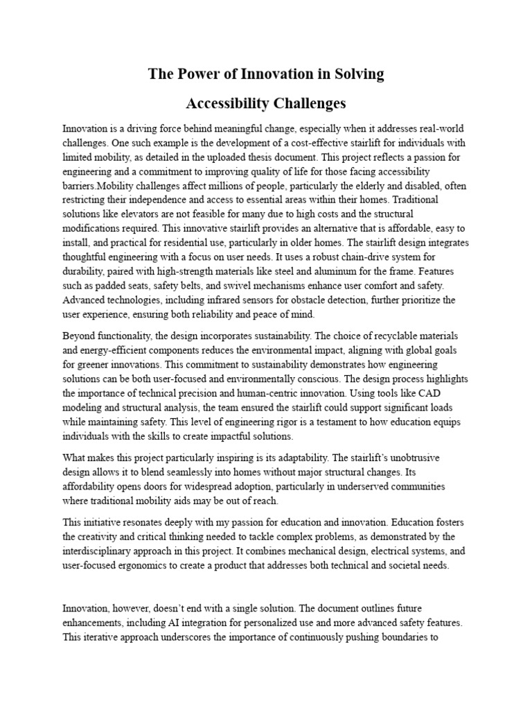 Innovation Story | PDF | Innovation | Accessibility