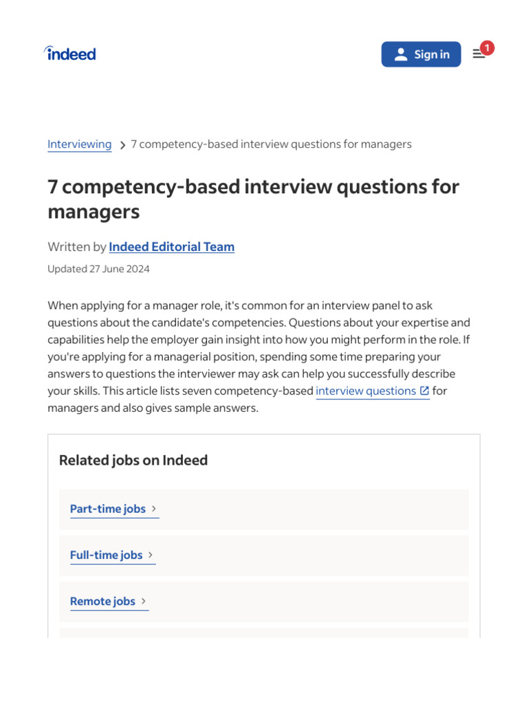 7 Competency-Based Interview Questions For Managers - Indeed - Com UK ...