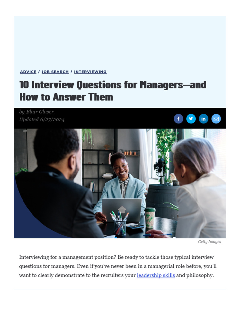 10 Interview Questions For Managers (With Answer Examples!) - The Muse ...