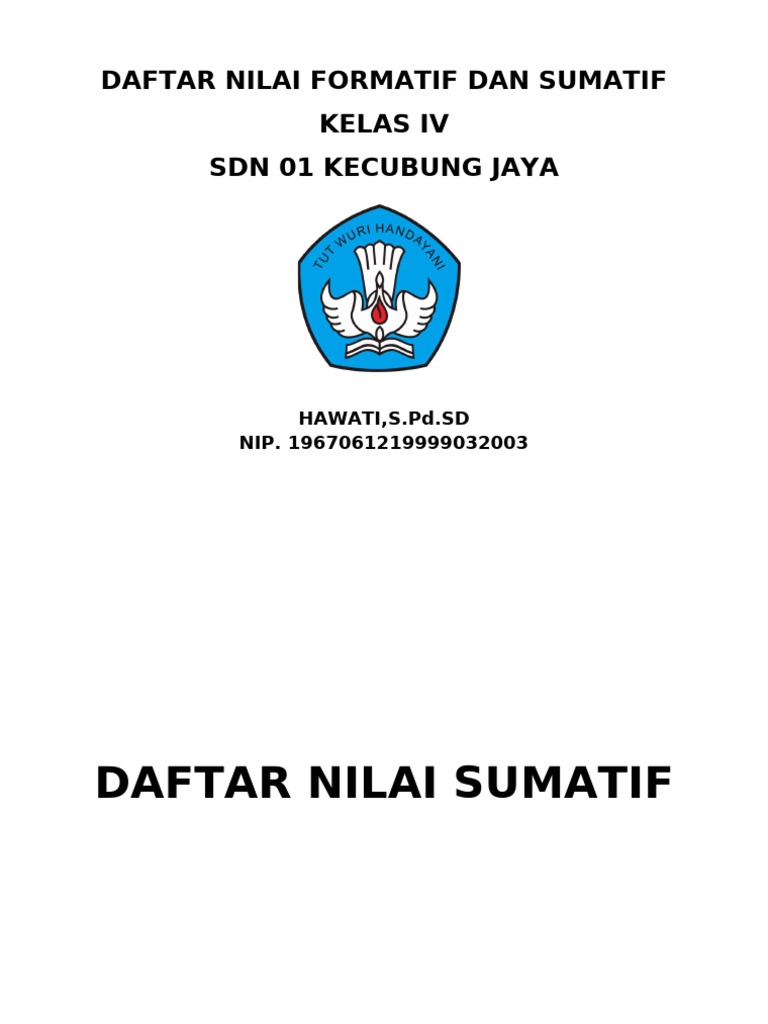 Cover DAFTAR NILAI FORMATIF DAN SUMATIF | PDF