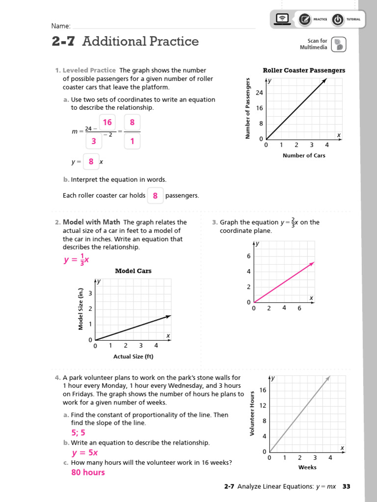 Analyze Linear Equations y MX Lesson (2-7) Pages (133-138) AP | PDF ...