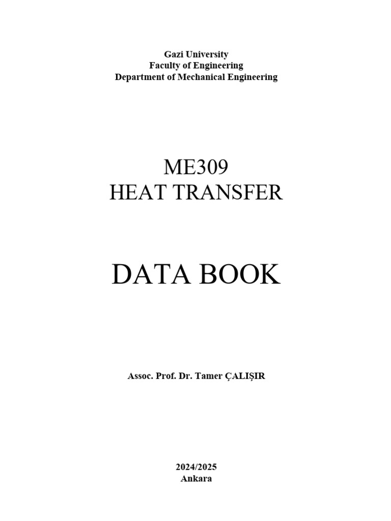 Heat Transfer Data Book 2024/2025 | PDF