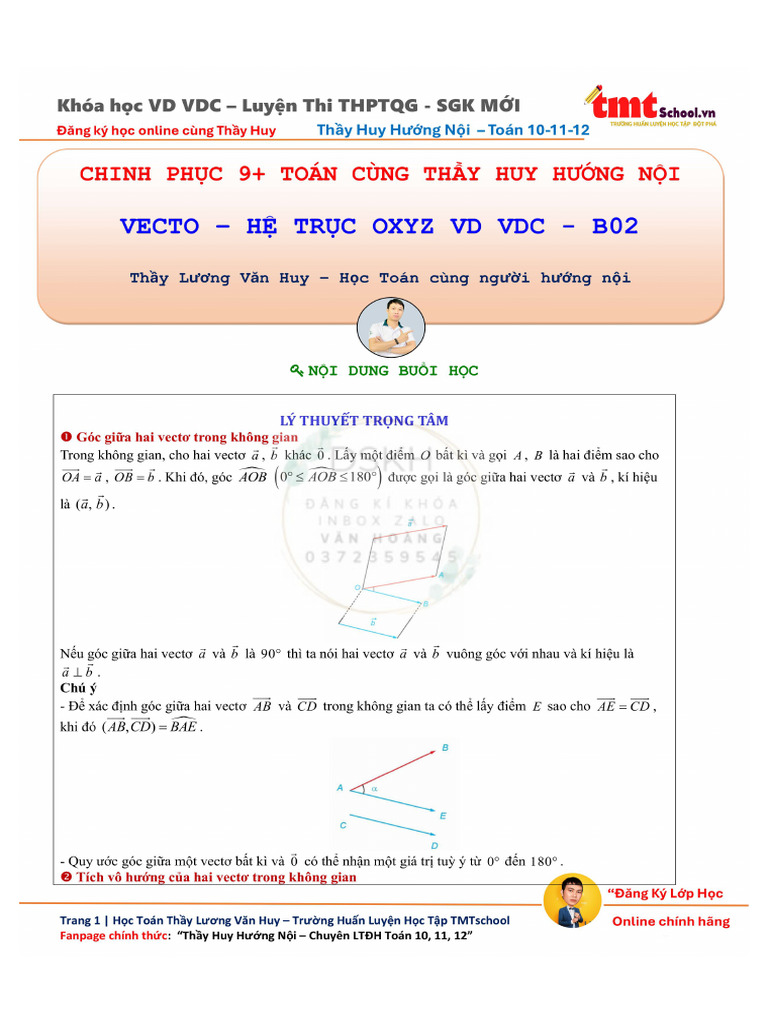 [LVH] - VECTO - HỆ TRỤC OXYZ - B02 - ĐỀ | PDF
