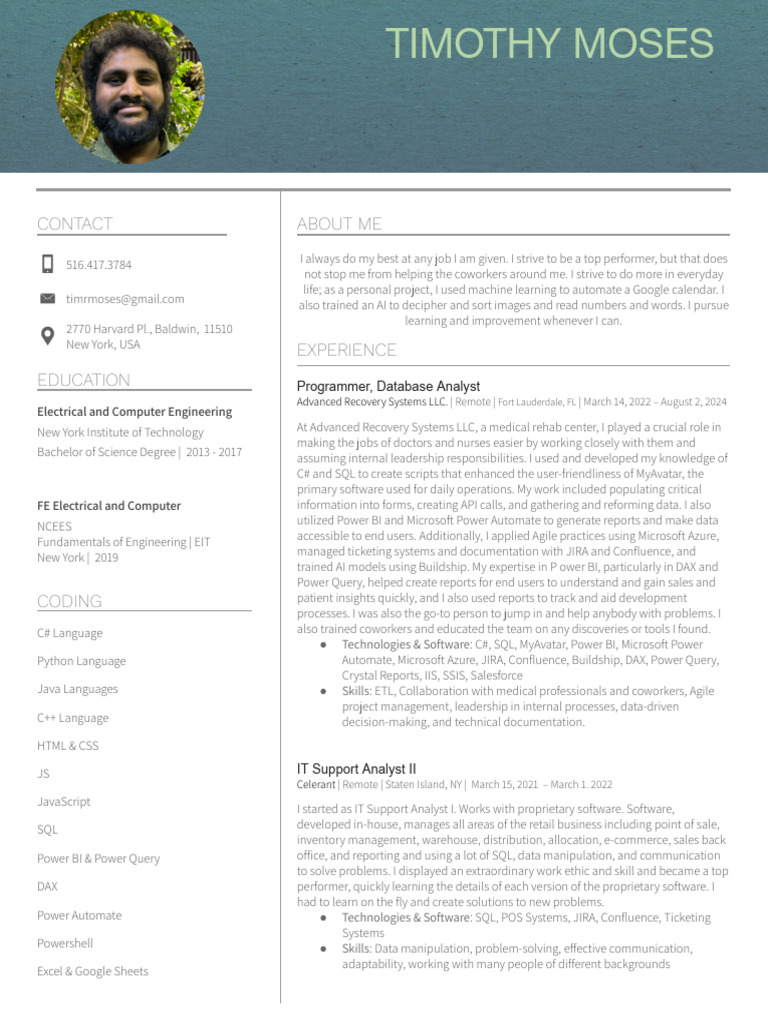 Timothy Moses Resume 2024 | PDF | Software | Sql