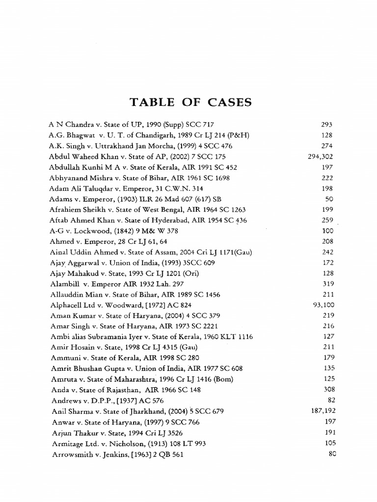 Table of Cases Overview | PDF