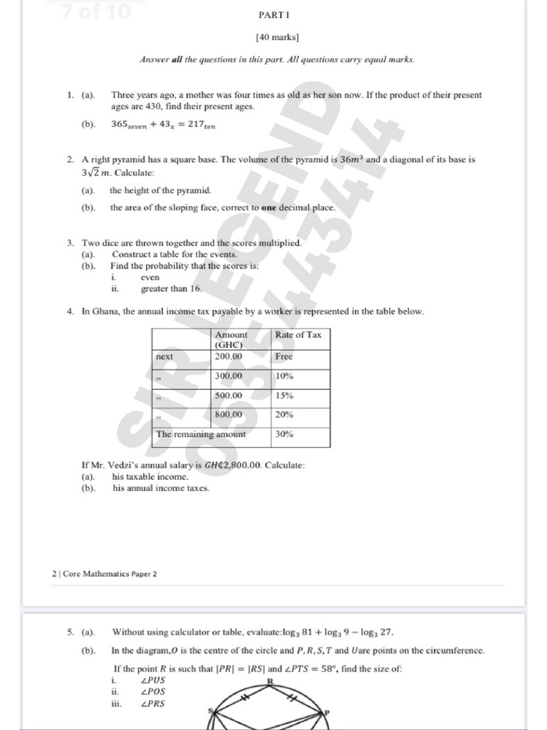 Elec Maths Wassce Trials Wassc | PDF