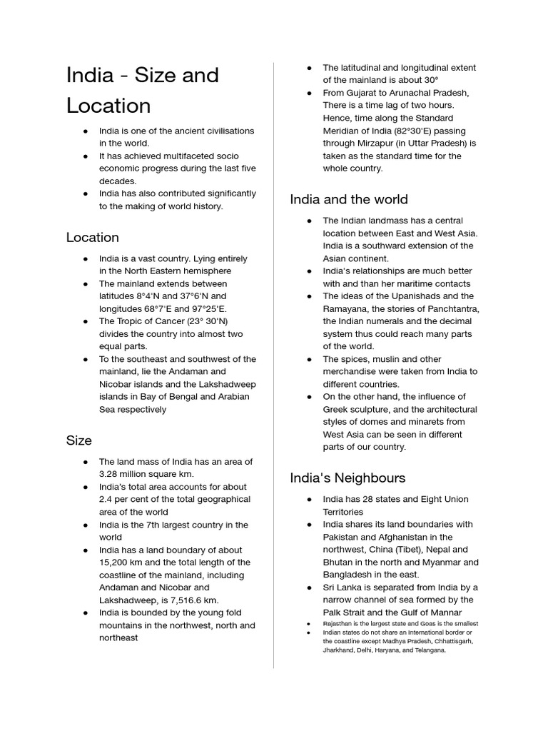 India - Size and Location | PDF | Earth Sciences | Geography