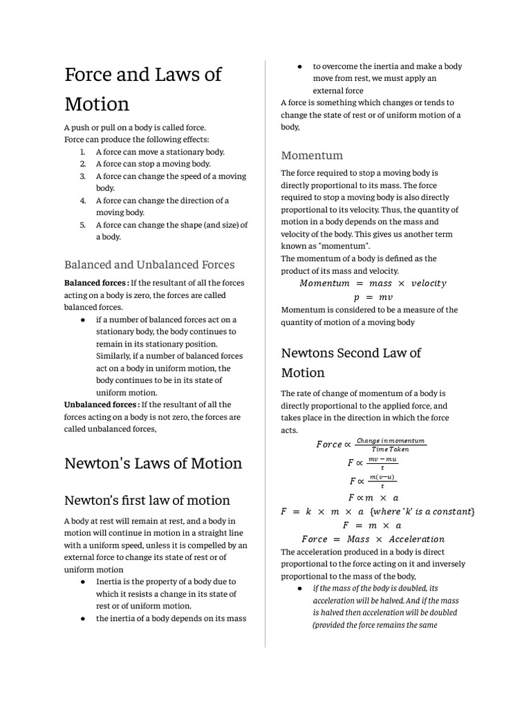 Understanding Forces and Motion Laws | PDF | Force | Newton's Laws Of ...