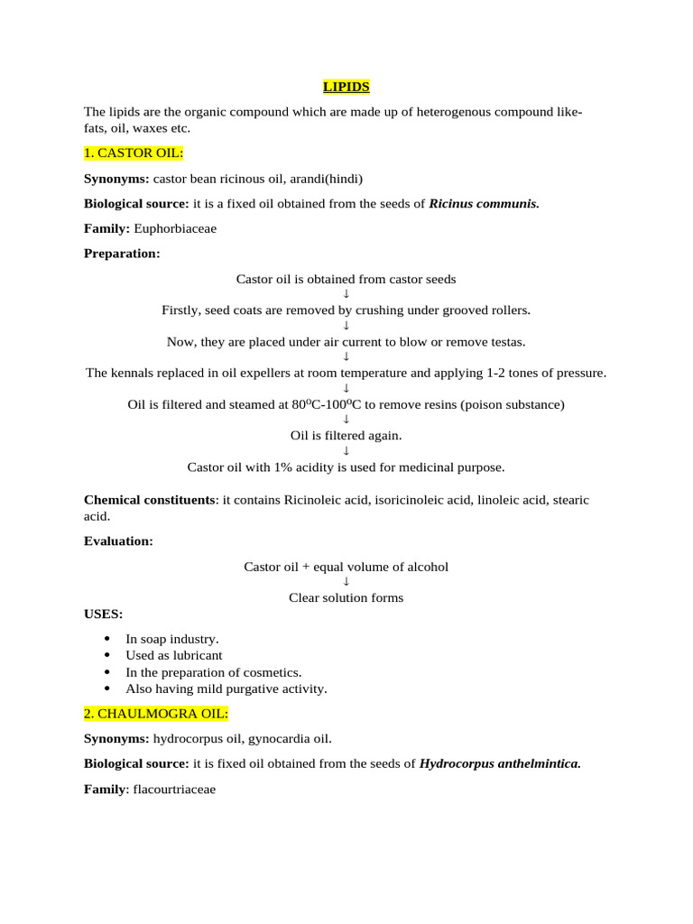 UNIT 5.2.3 LIPIDS | PDF | Wax | Oil