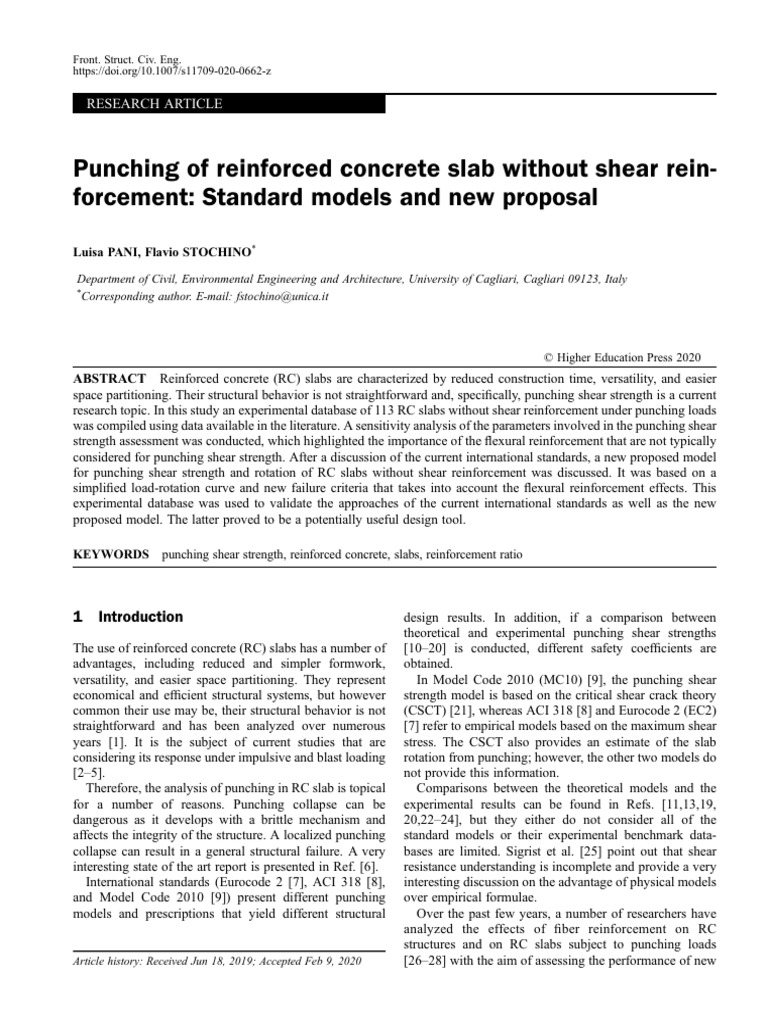 Punching of reinforced concrete slab without shear reinforcement ...