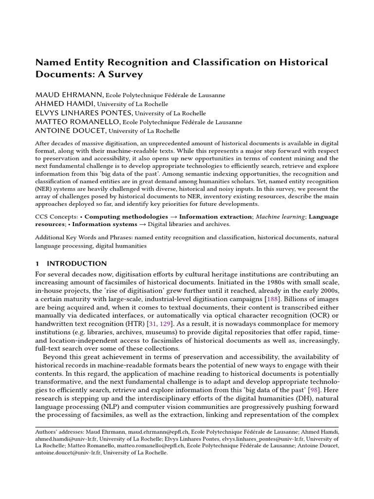 Named_Entity_Recognition_and_Classification_on_His | PDF | Deep ...