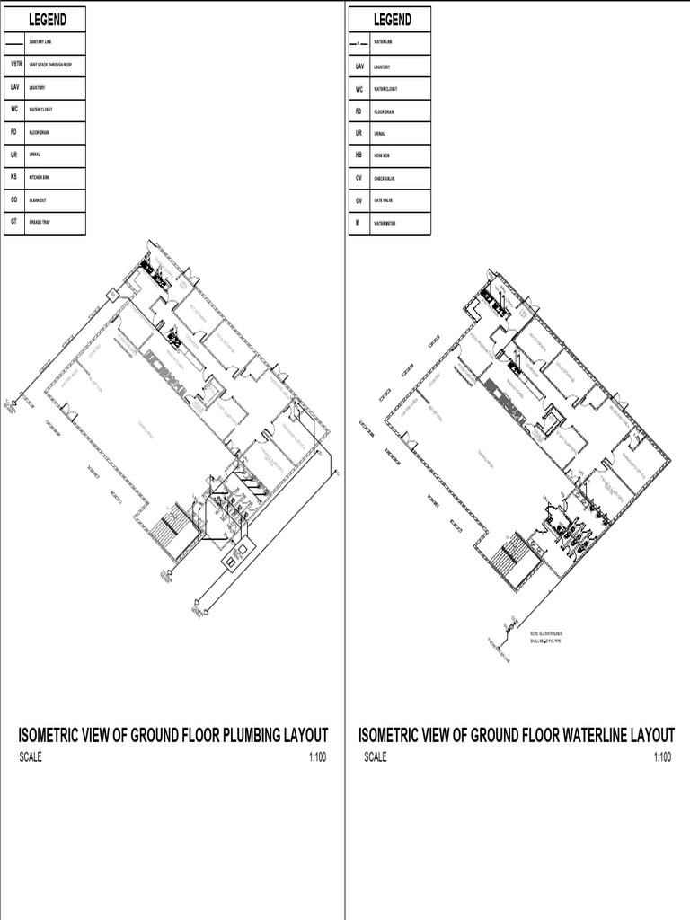 Restaurant Isometric Plumbing | PDF | Hydraulic Engineering | Public Health