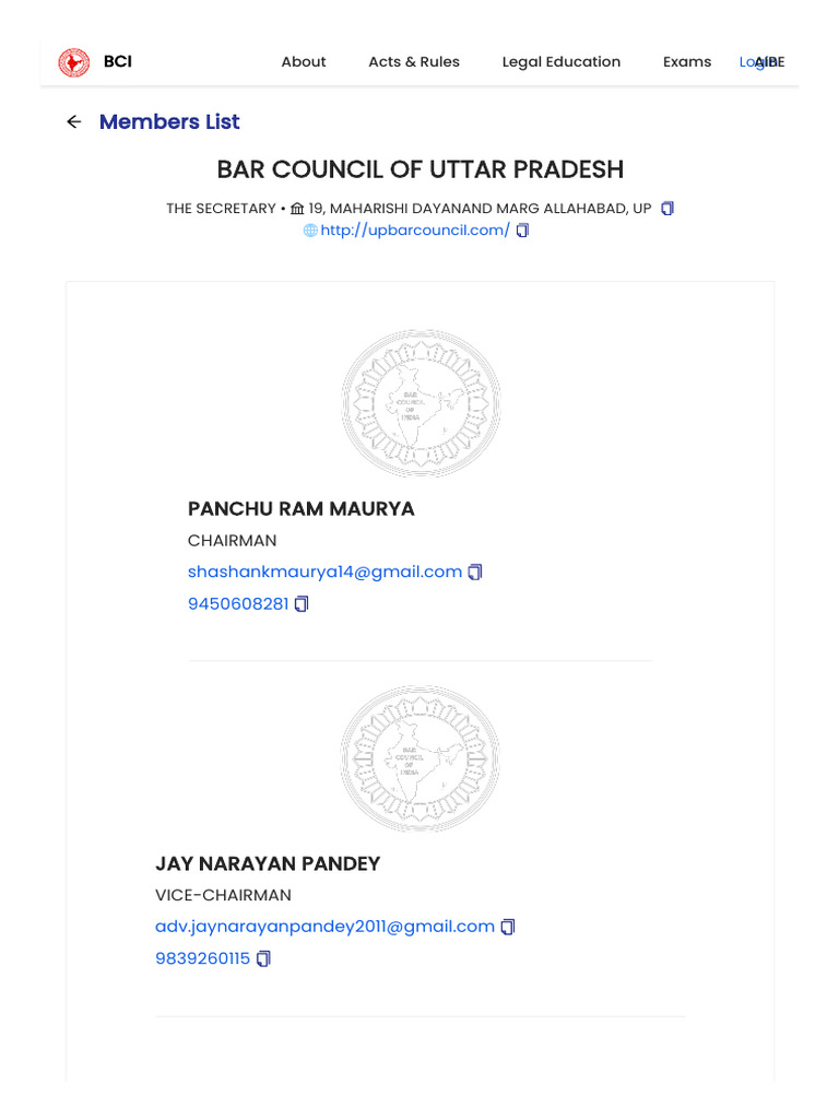 BAR COUNCIL OF UTTAR PRADESH Members - Bar Council of India | PDF ...