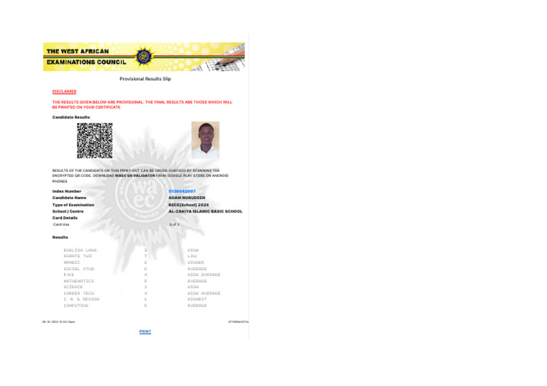 WAEC Candidate EResults | PDF